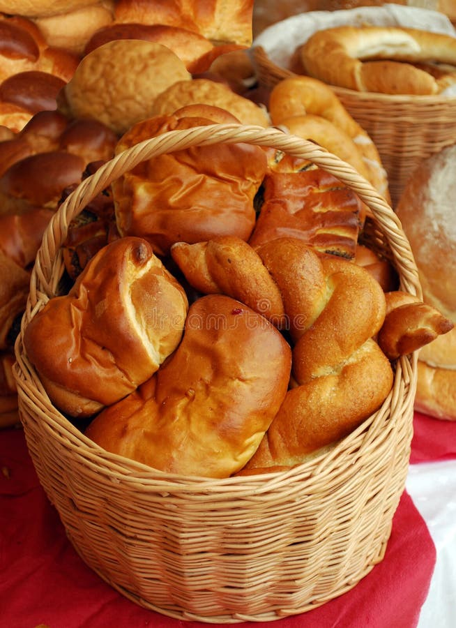 Basket with bread roll stock photo. Image of crusty, products - 15572326