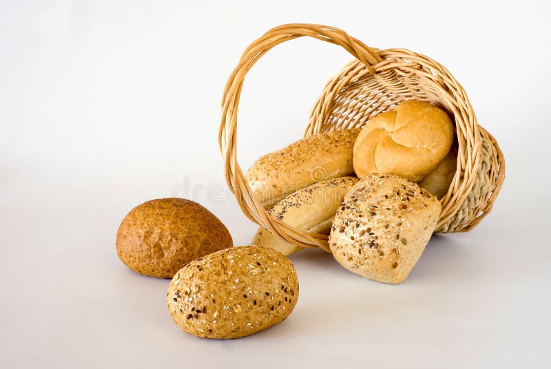 Basket with the bread stock image. Image of rolls, flour - 15751273