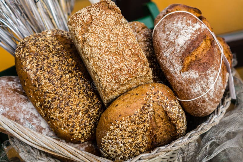 Basket of bread food image stock photo. Image of baguettes - 194641494