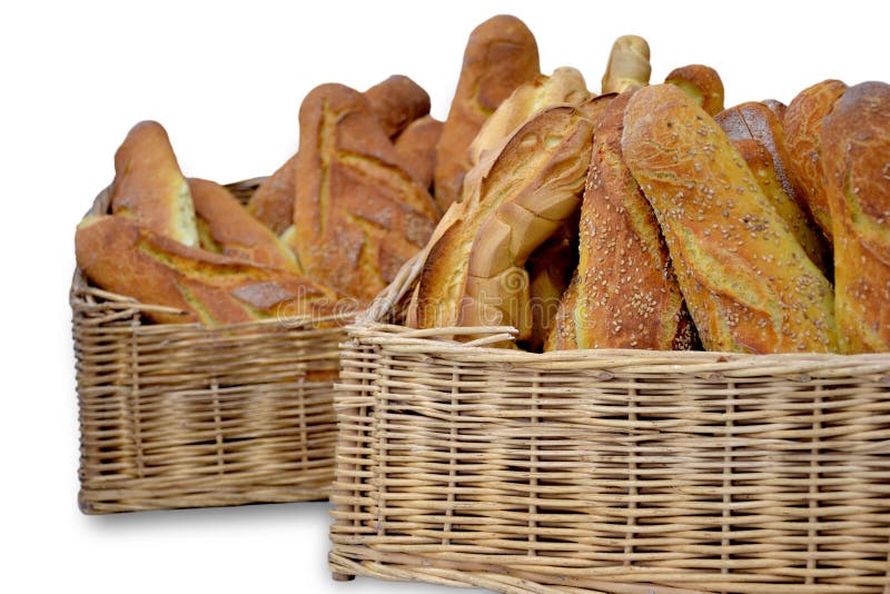 Basket of Bread stock photo. Image of full, loaf, isolated - 40658224