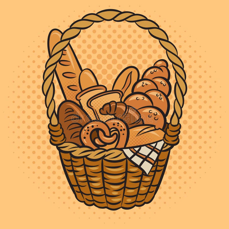 Basket of Bread Comic Book Pop Art Vector Stock Vector - Illustration ...