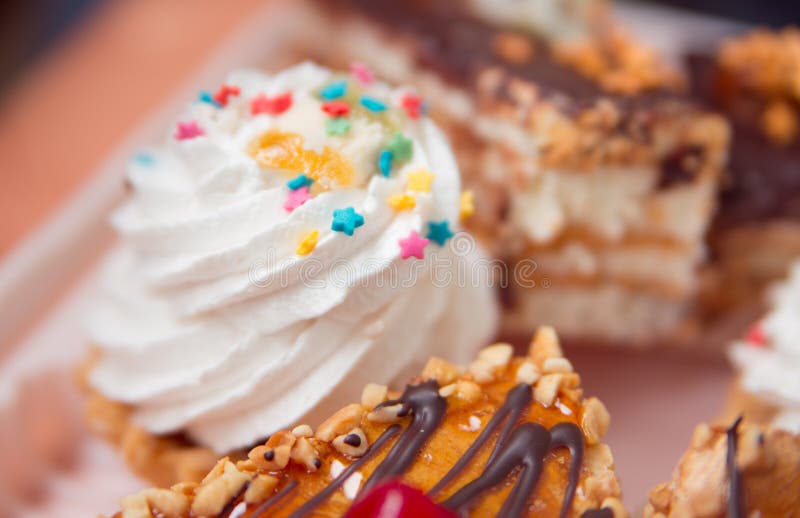 Basket Cake among Many Sweets Stock Image - Image of buttercream ...