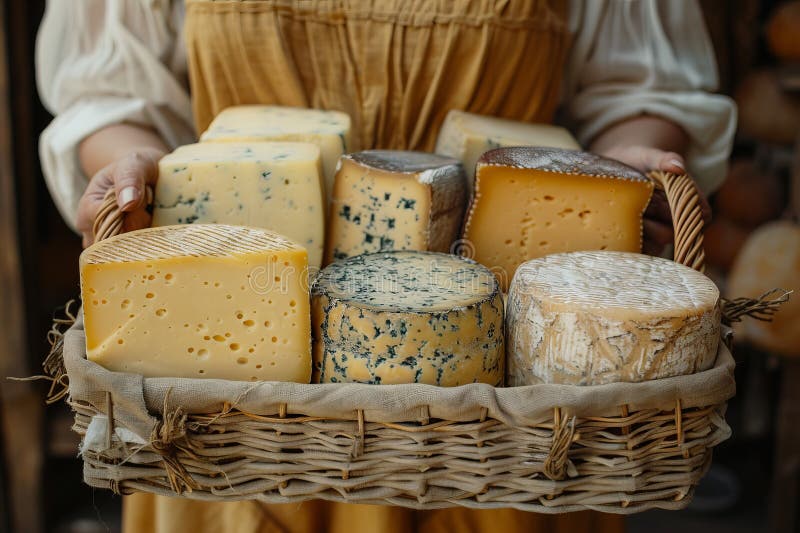 A Basket of Cheese is Being Held by a Person Stock Illustration ...