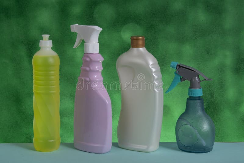 Basket with Cleaning Products for Home Hygiene Use Stock Image - Image ...