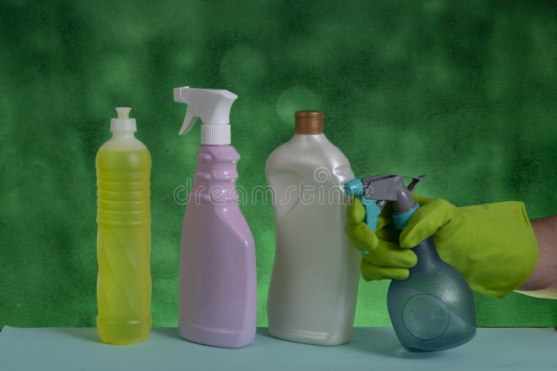 Basket with Cleaning Products for Home Hygiene Use Stock Photo - Image ...