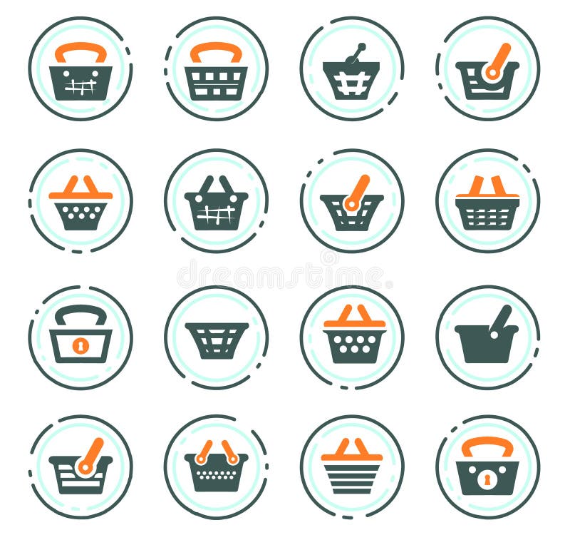 Basket icons set stock vector. Illustration of black - 155280705