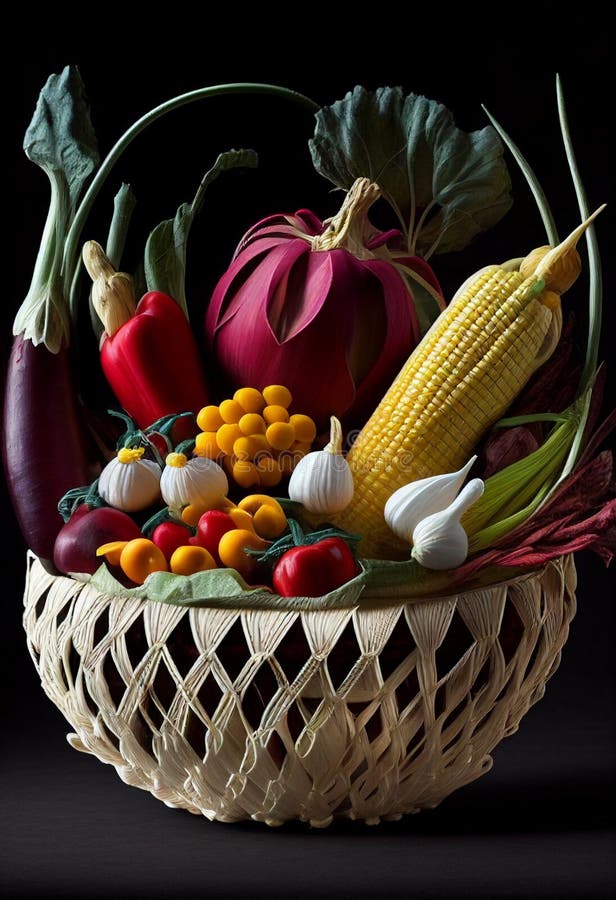 Basket with Different Homemade Vegetables. Generative AI Stock ...