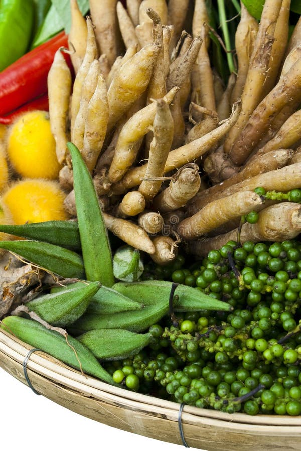 A Basket of Different Thai Home-grown Vegetables Stock Image - Image of ...