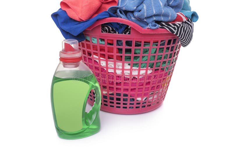 Basket of Dirty Laundry Washing. Stock Photo - Image of colourful ...