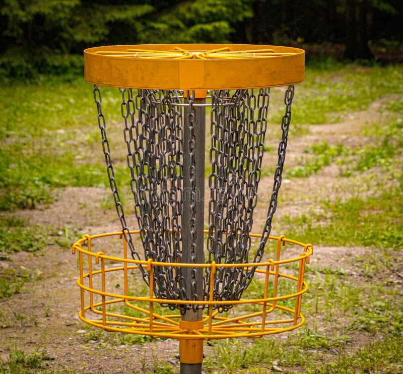 A Basket for Disc Golf in the Forest Stock Image - Image of golf ...