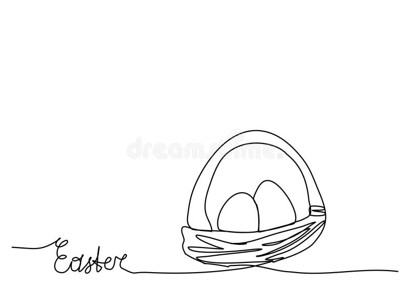 Basket with Eggs. One Line Drawing Vector Illustration for Easter Stock ...