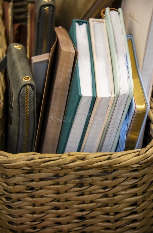 Basket Filled with Assorted Notebooks or Books Plus a Notepad in a Zip ...
