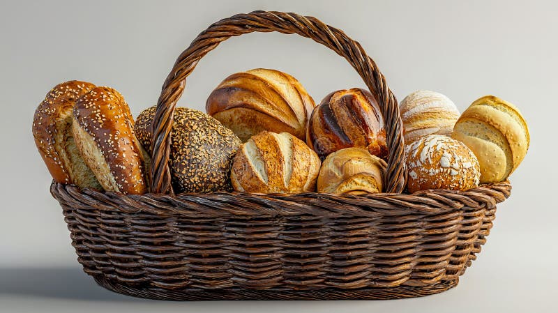 A Basket Filled with Lots of Different Types of Bread Stock Image ...