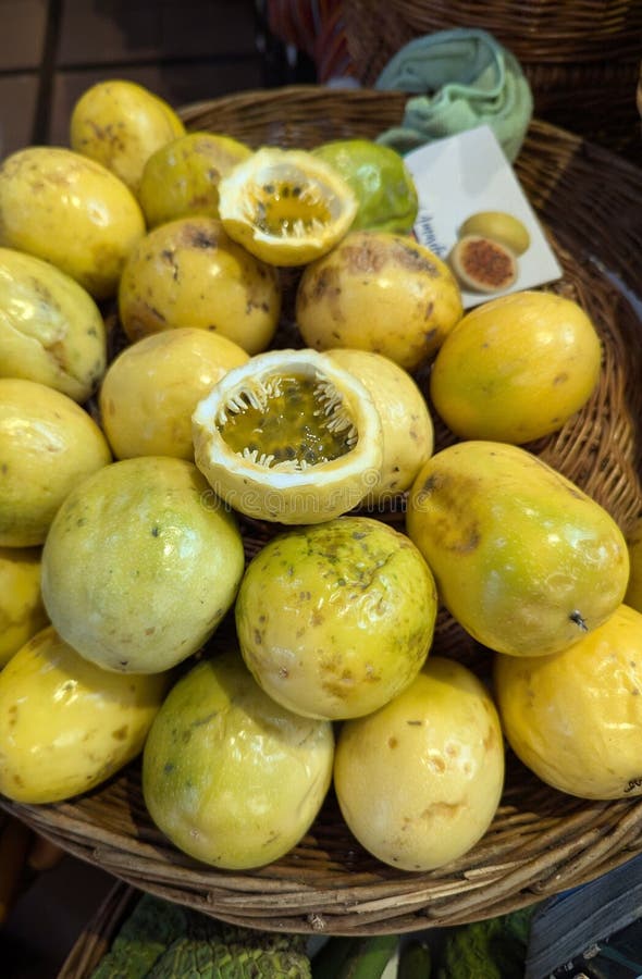 Basket of Passion Fruit with Yellow Skin Stock Image - Image of ...