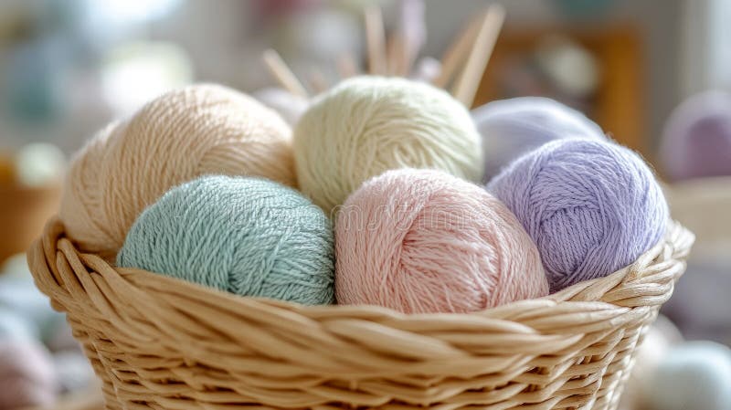 Basket Filled Pastel Colored Balls Yarn Stock Photos - Free & Royalty ...