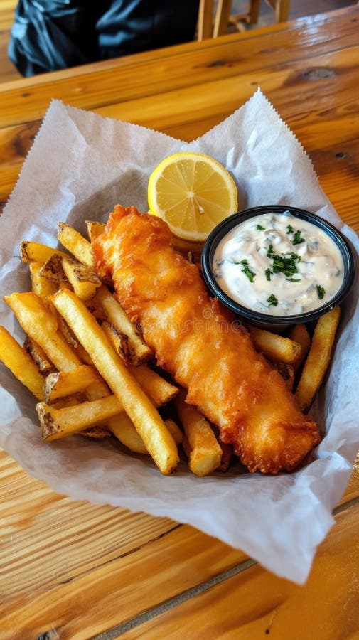 A Basket of Fish and Fries with a Dip on the Side, AI Stock Photo ...