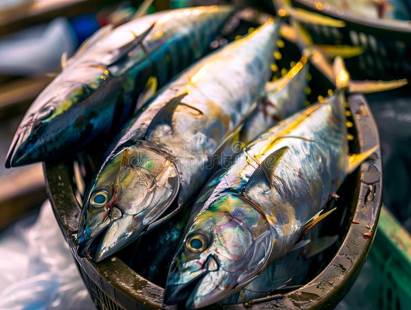 A Basket of Fish on the Ground Stock Photo - Image of oily, seafood ...