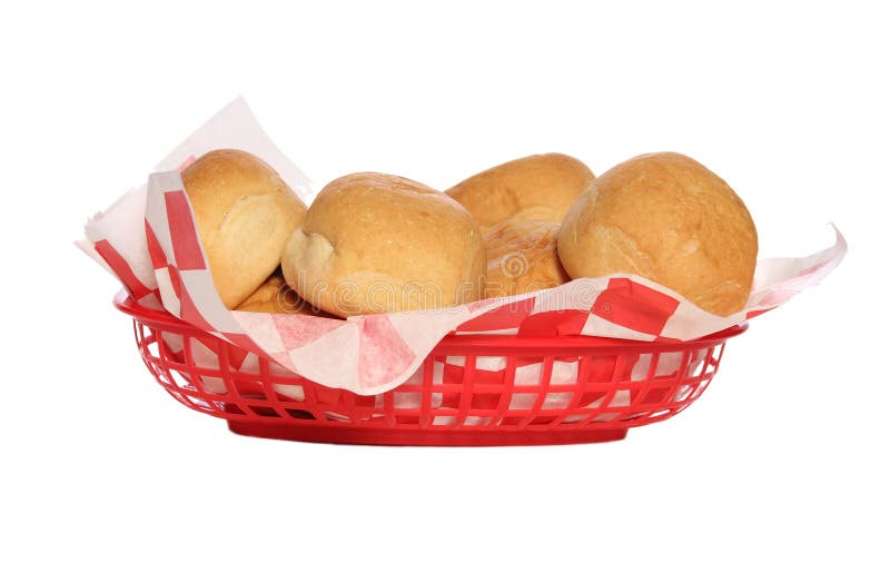 Basket of Fresh Baked Rolls Isolated on White Background Stock Image ...
