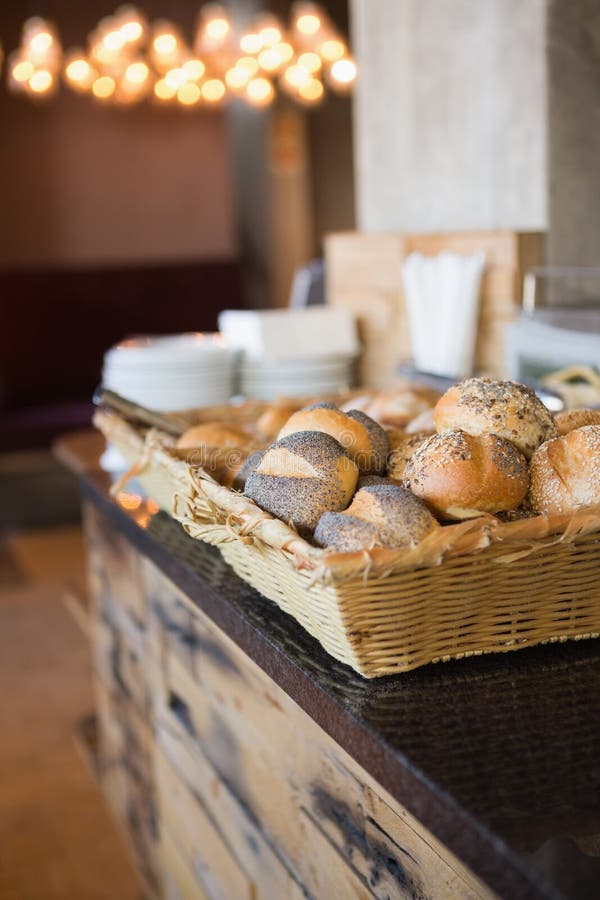 Basket with Fresh and Delicious Roll of Bread Stock Image - Image of ...