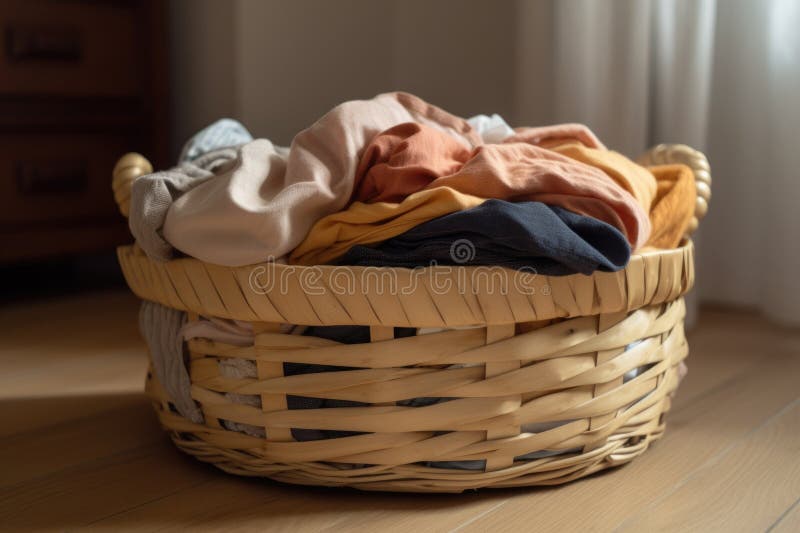Basket of Freshly Dried Clothes, Ready To Be Folded and Put Away Stock ...