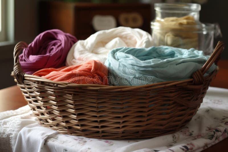 Basket of Freshly Laundered Linens, Ready for Use Stock Photo - Image ...