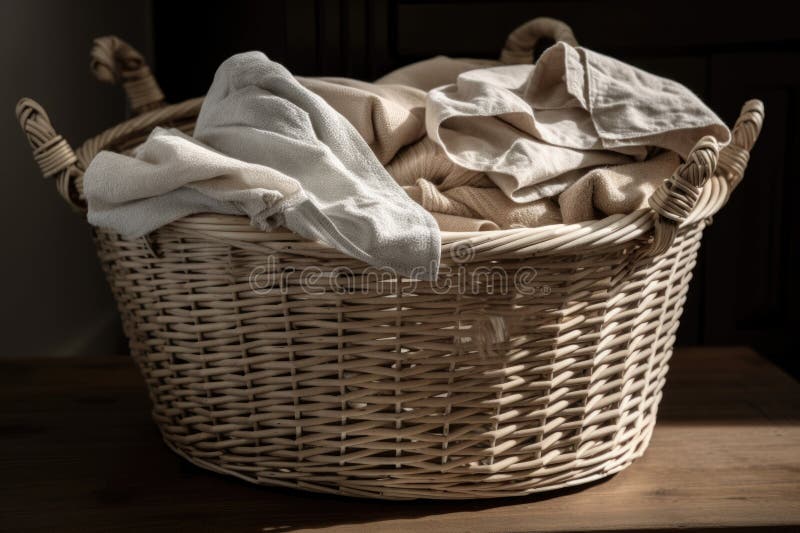 Basket of Freshly Washed Laundry, Ready To Be Folded and Placed Away ...