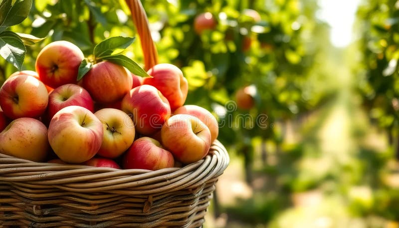 Basket Full of Apples is Sitting on the Ground Stock Image - Image of ...