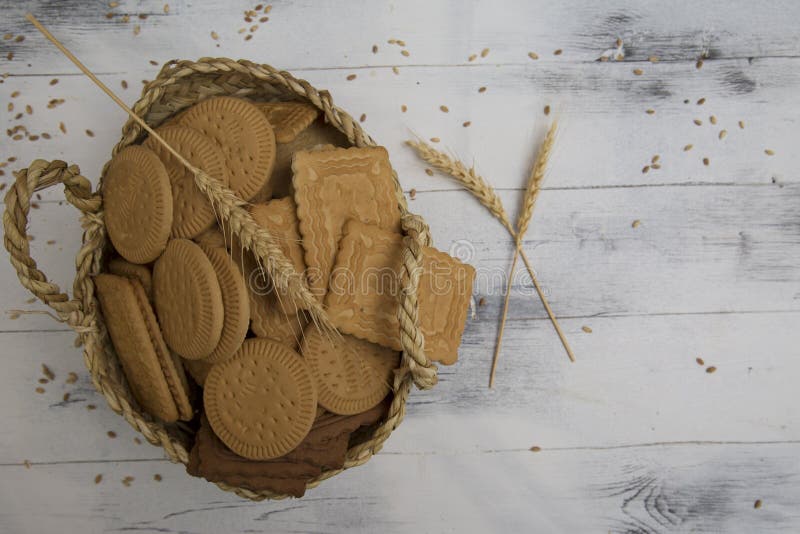 A basket full of biscuits stock image. Image of drink - 129274165