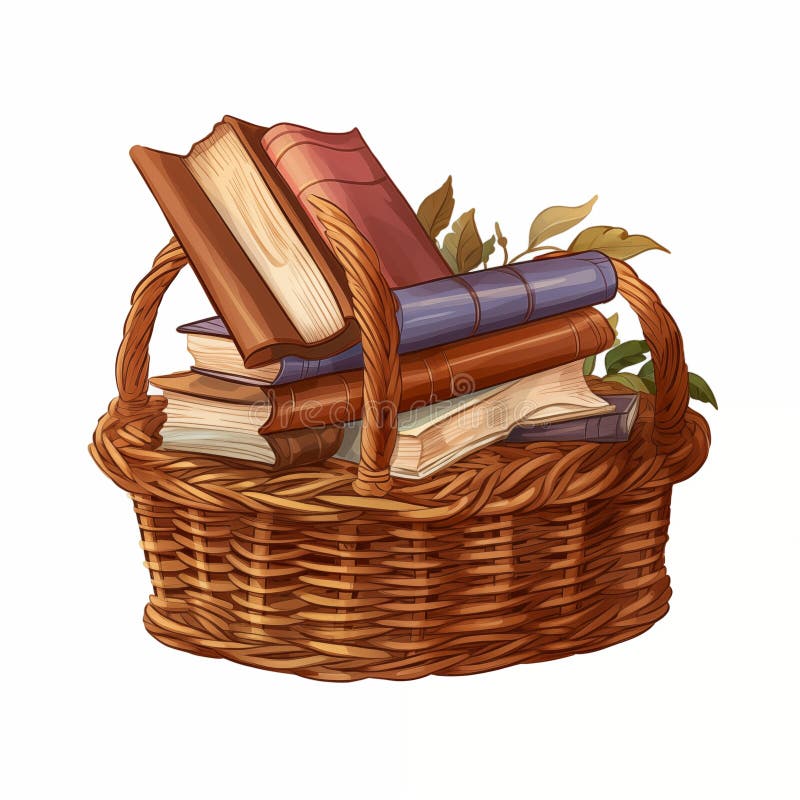 Basket Filled with Piles of Old Books with Some Books Spilling Out Onto the Floor Stock ...