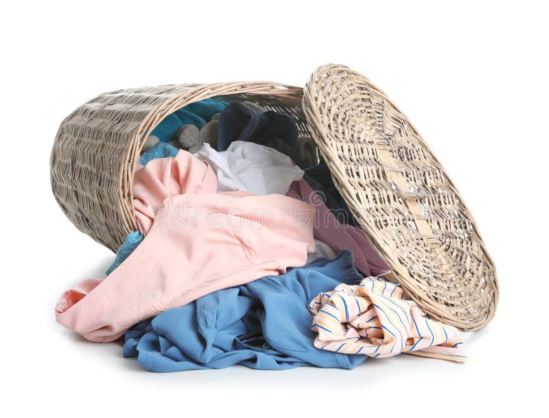 Basket Full of Dirty Laundry Stock Photo - Image of housekeeping ...