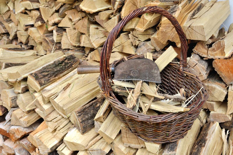 Basket full of kindling stock photo. Image of logs, heating - 42980570