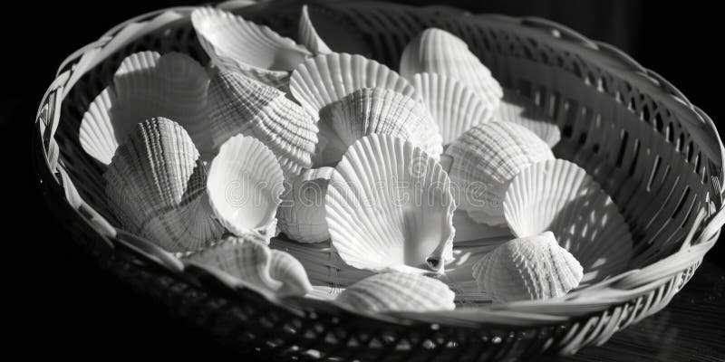 A Basket Full of Shells on a Table, Perfect for Beach-themed Designs ...