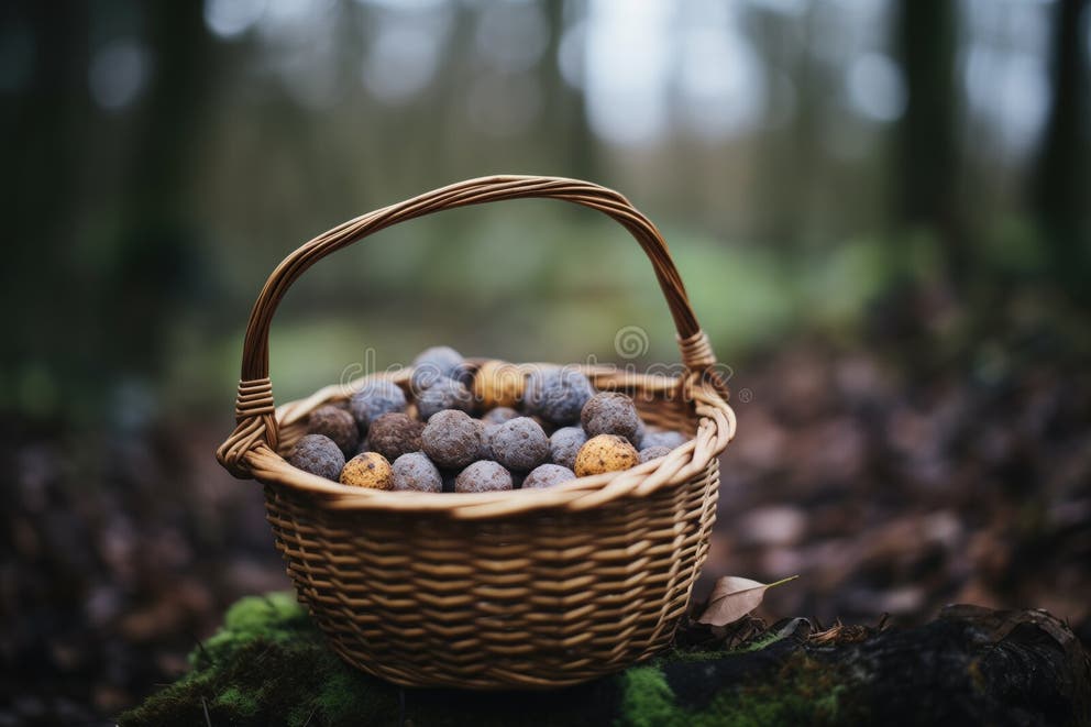 Basket Full of Truffles in a Forest Setting Stock Image - Image of ...