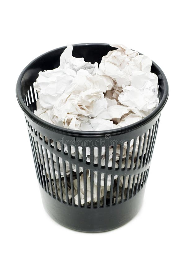 Basket for Garbage Isolated Over White Stock Photo - Image of crumple ...