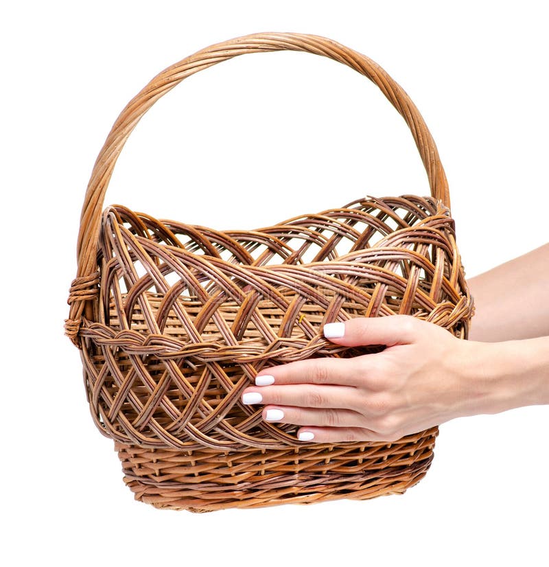 Basket in hand stock photo. Image of container, full - 127108296