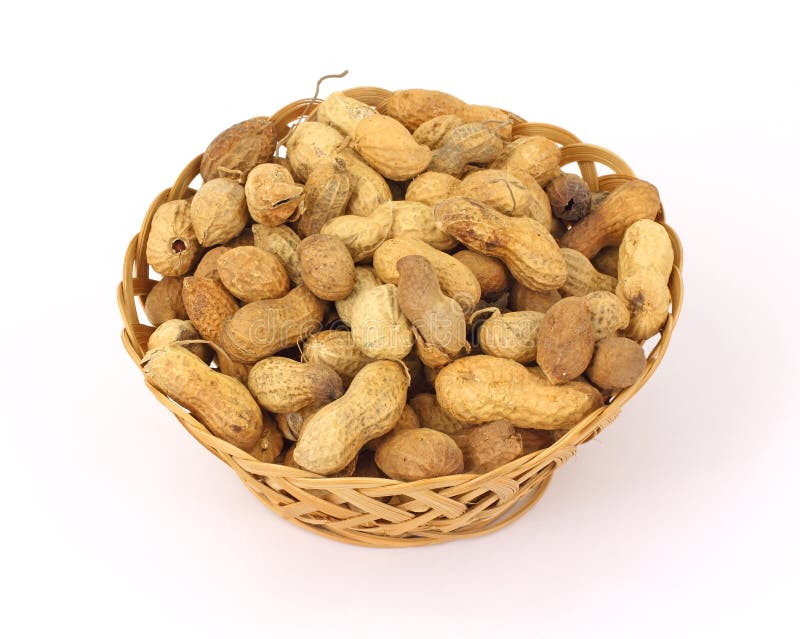 Basket of Hard Shell Peanuts Stock Photo - Image of wicker, roasted ...