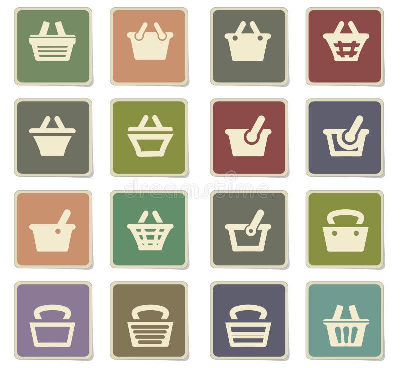 Basket icon set stock illustration. Illustration of electronic - 89845131