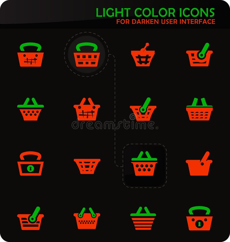 Basket icons set stock illustration. Illustration of hand - 140479396