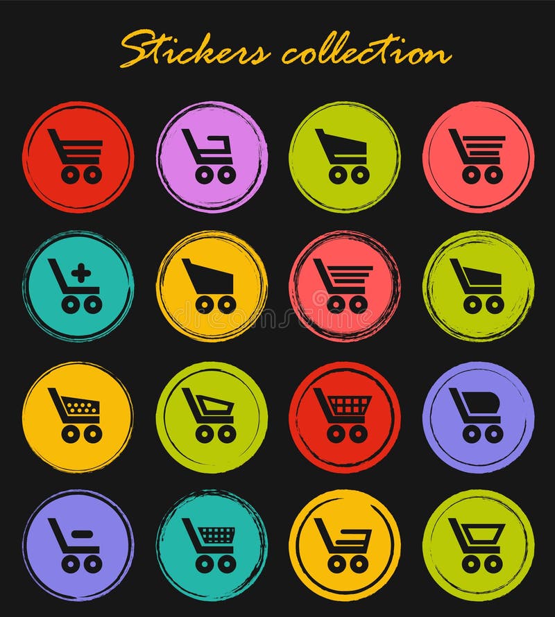 Basket icons set stock illustration. Illustration of market - 246877741