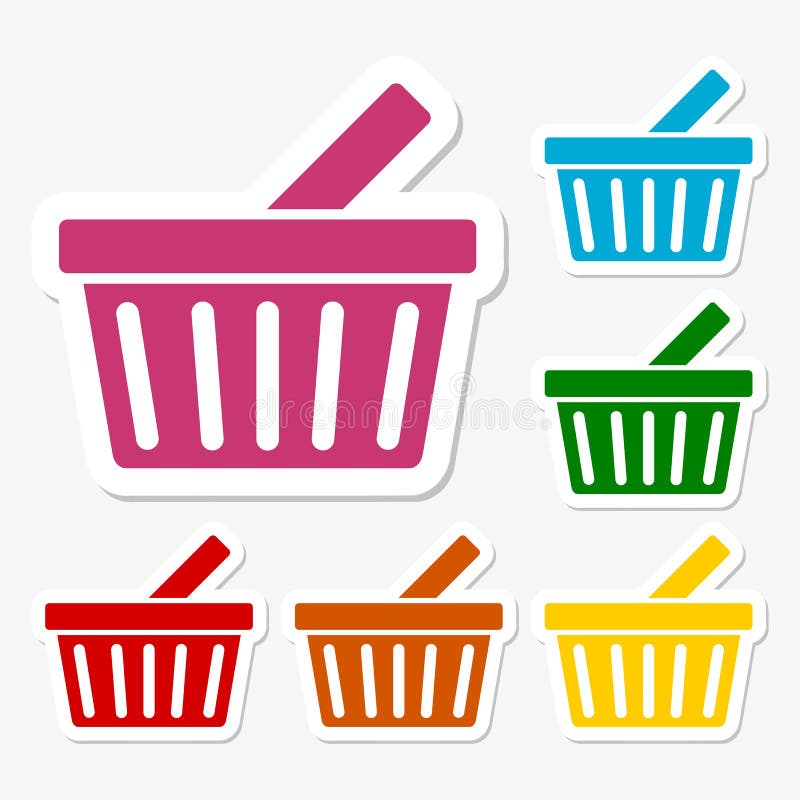 Basket icons stickers set stock vector. Illustration of element - 84177495