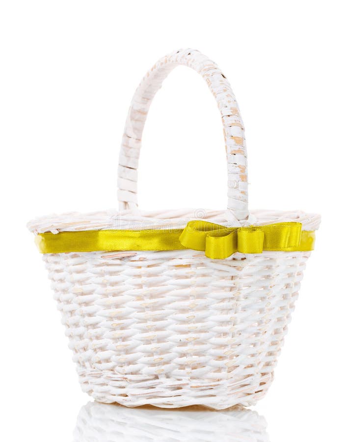 Basket Isolated on White Background Decorated Stock Photo - Image of ...