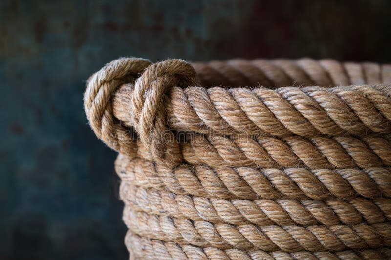 A Basket Made of Rope is Sitting on a Table Stock Illustration ...