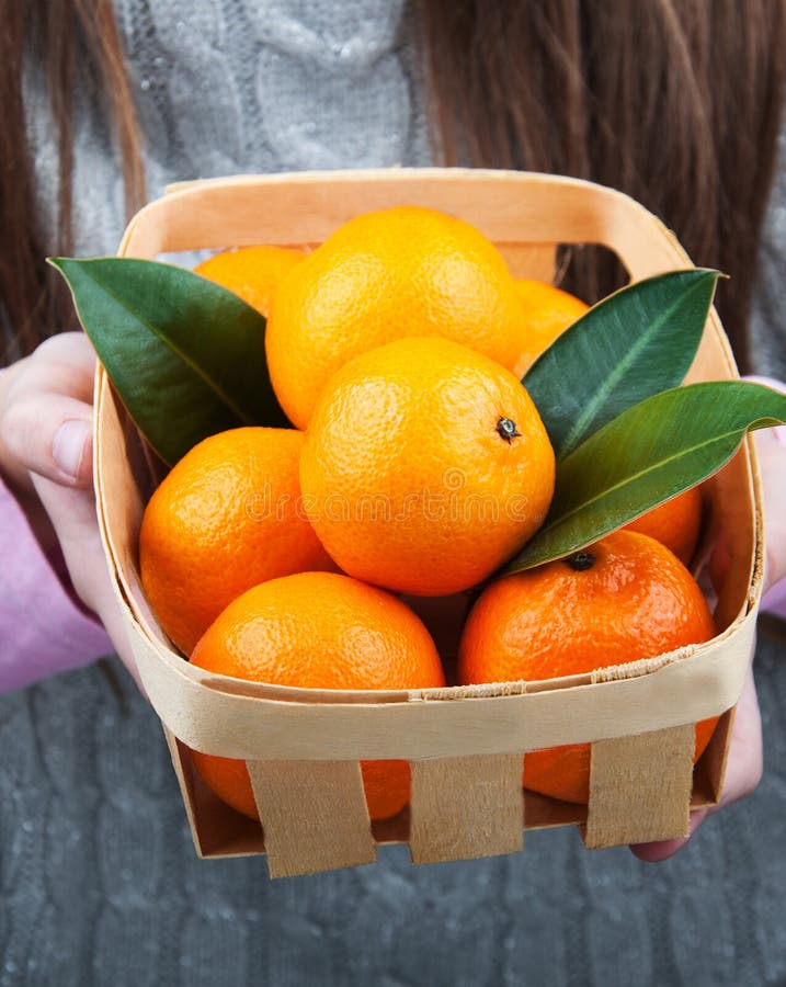 Basket with mandarins stock image. Image of mandarin - 64435213