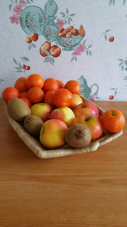 Basket of mixed fruit stock image. Image of apples, fruit - 64712631