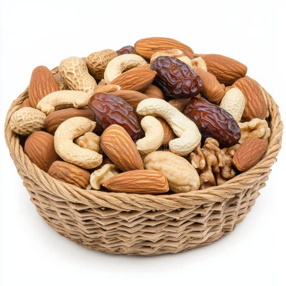 Basket of Mixed Nuts and Dates, Traditional Offering for Celebrations ...
