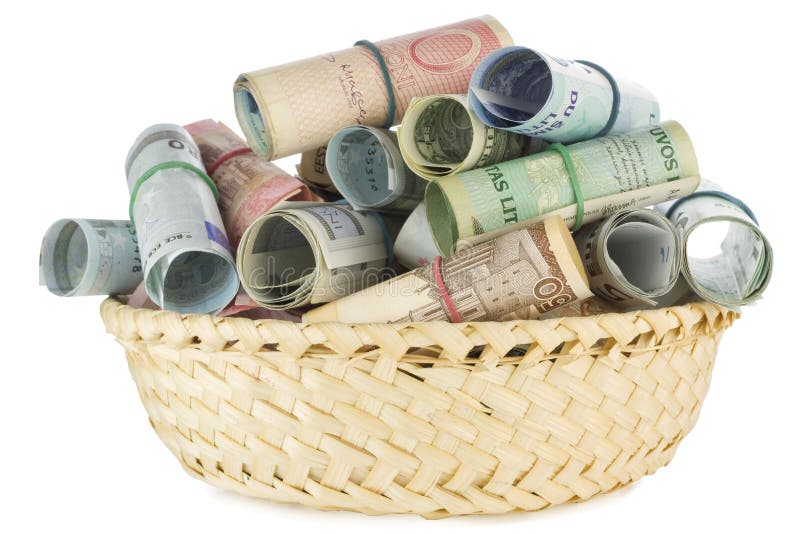 Basket with money stock photo. Image of riches, pulled - 17940376