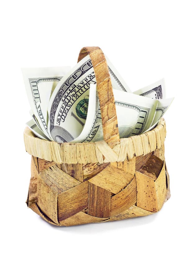 Money wicker basket stock photo. Image of shopping, craft - 34758870