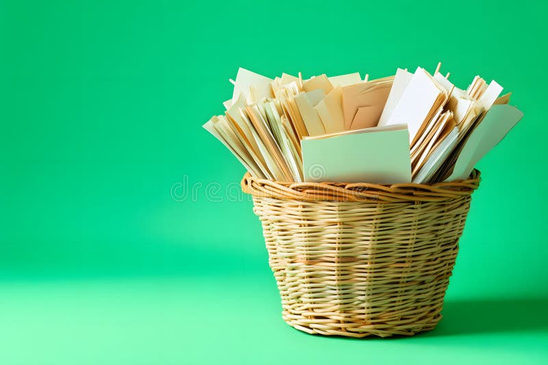 Basket of Papers stock illustration. Illustration of basket - 348597381