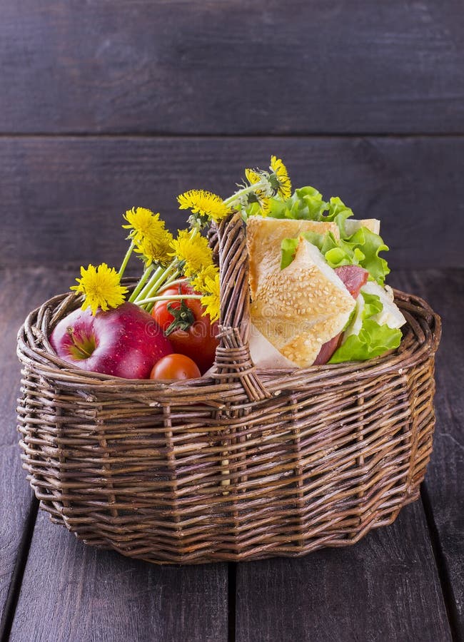 Sandwich in the basket stock photo. Image of lettuce - 28579520