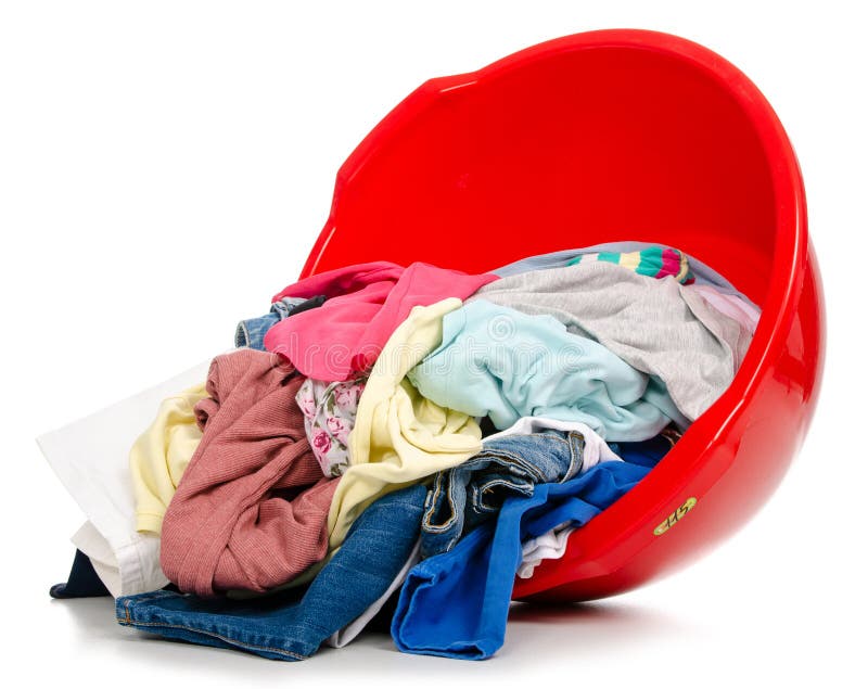 Basket Plastic Basin with Clothes Laundry Stock Image - Image of ...